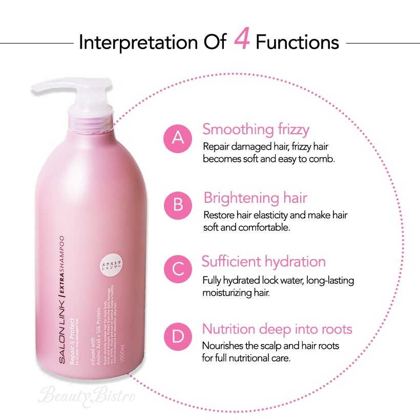 Salon Link Extra Shampoo (1000ml) Pink, Syampu Salon Link Extra (1000ml ...