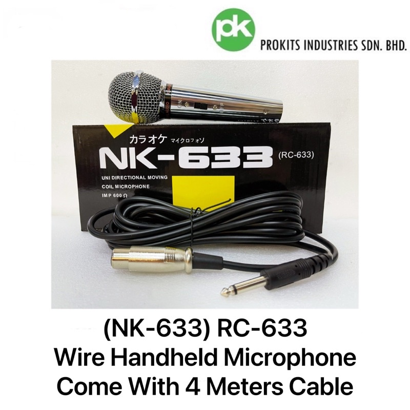 (NK-633) RC-633 Wire Handheld Microphone Come With 4 Meters Cable ...