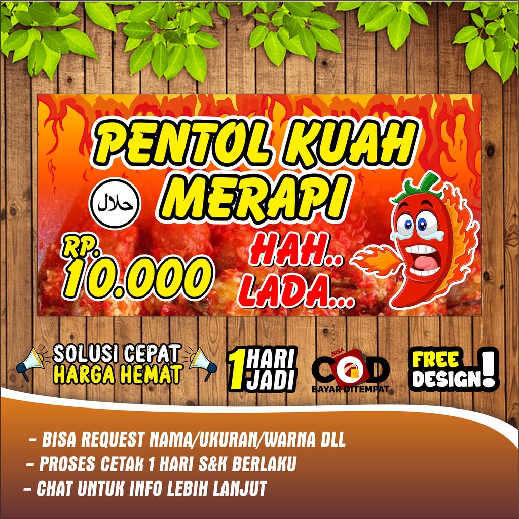 Pentol Meatball Banner/Banner Size 120 x 80 Can Request | Shopee Malaysia