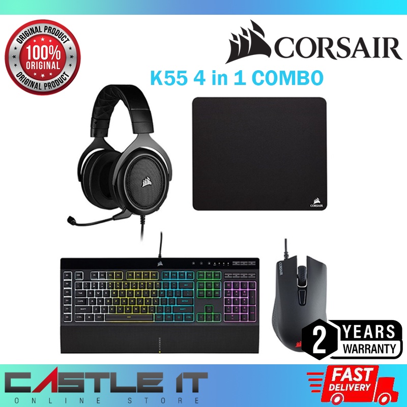 Corsair K55 RGB PRO Gaming Keyboard / HARPOON RGB PRO / COMBO 4 in 1 ...