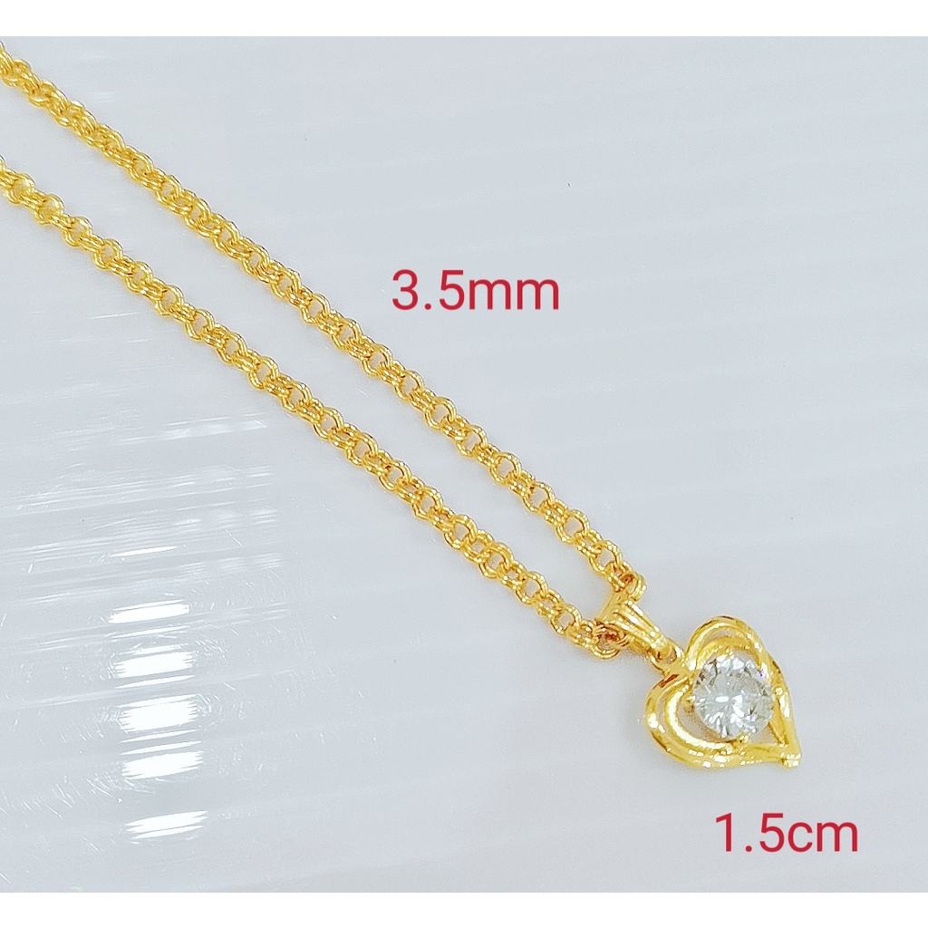 Emas Korea Gred A RANTAI LEHER NECKLACE CANDY GOLD PLATED - 24K HQ 916 Chop 2 Love Layer Berlian ...