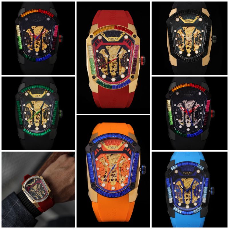 Tomaz GT Skeleton TW028 Swarovski Rubber Strap Watches / Jam GT ...