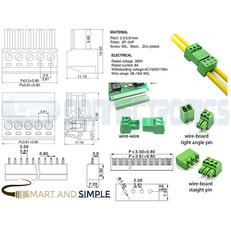 Terminal Block Socket & Header KF2EDG-3.81mm Wire-wire Wire-board ...