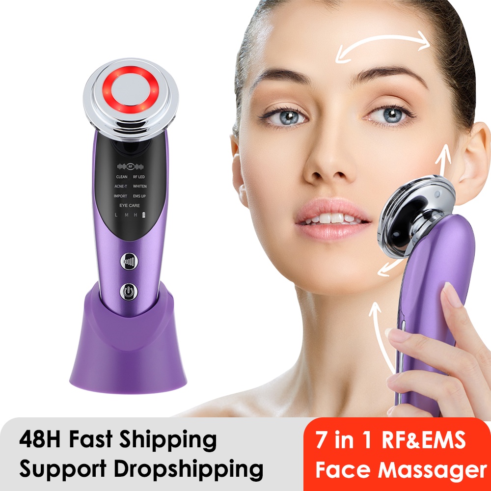 7 in 1 Face Lifting Devices RF Microcurrent Skin Rejuvenation Facial Massager Light Therapy ...