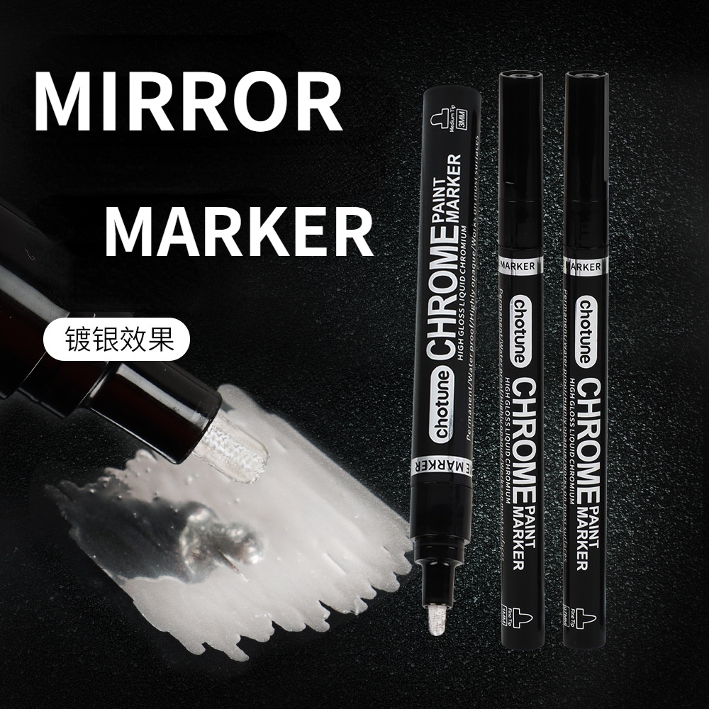 Chotune mirror pen reflective chrome marker pen electroplated silver ...