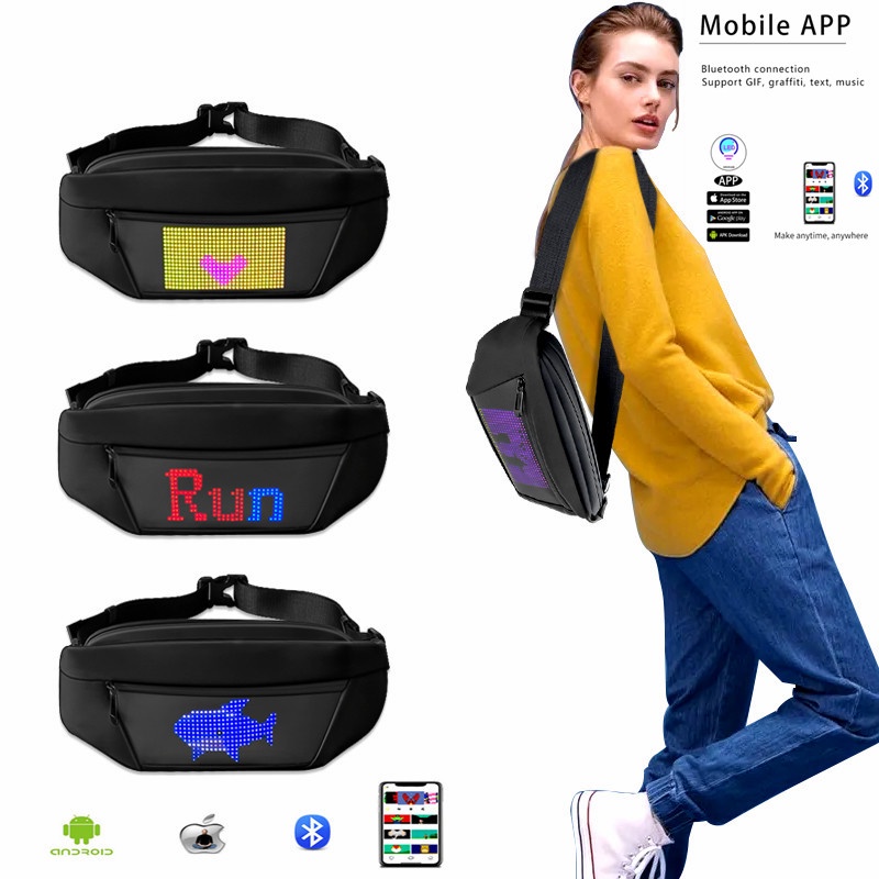 Smart Pixel LED Backpack Unisex Chest Bag Function Shoulder Bag Trendy ...