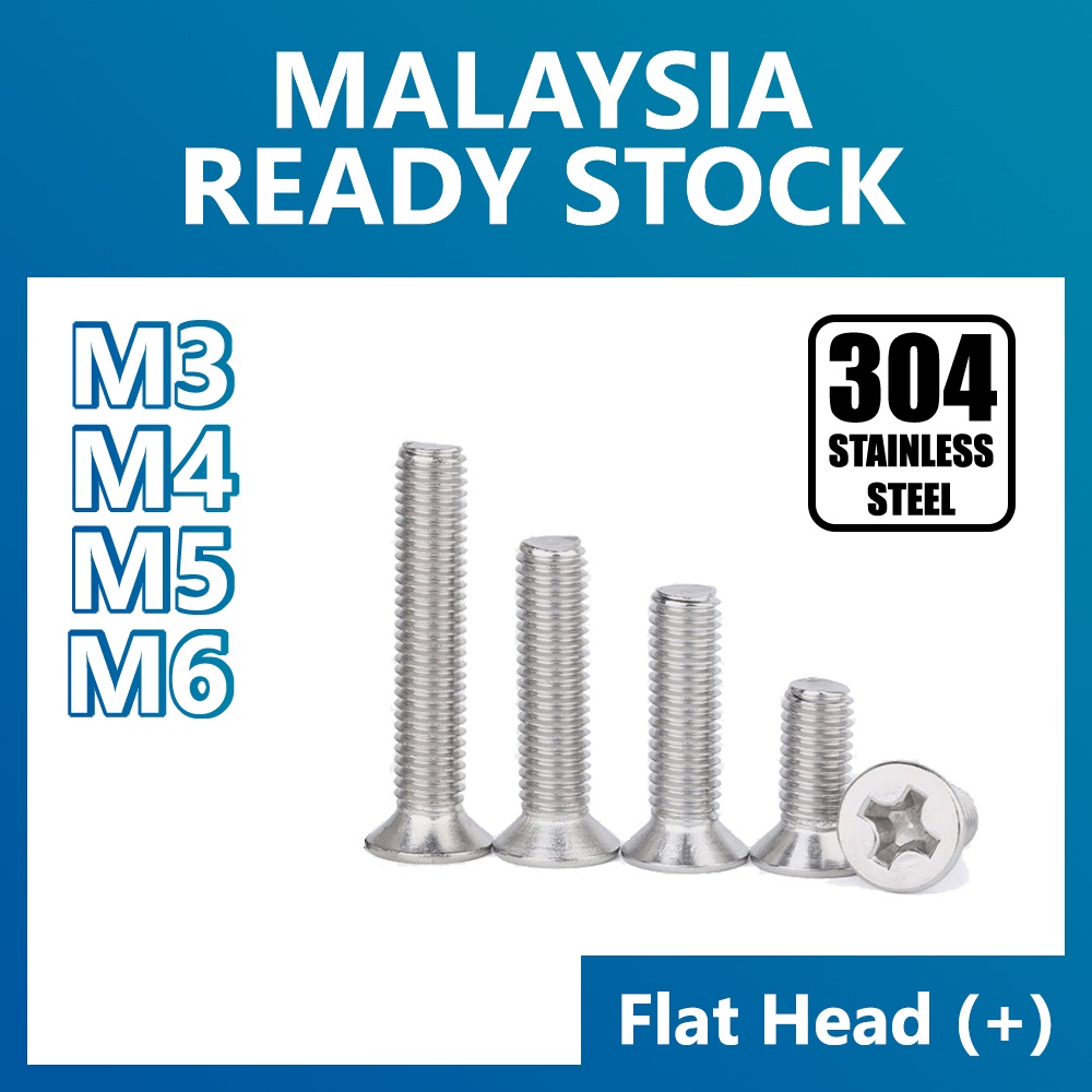 M3 M4 M5 M6 Screw Flat Head Phillips 304 Stainless Steel GB819 Skru ...