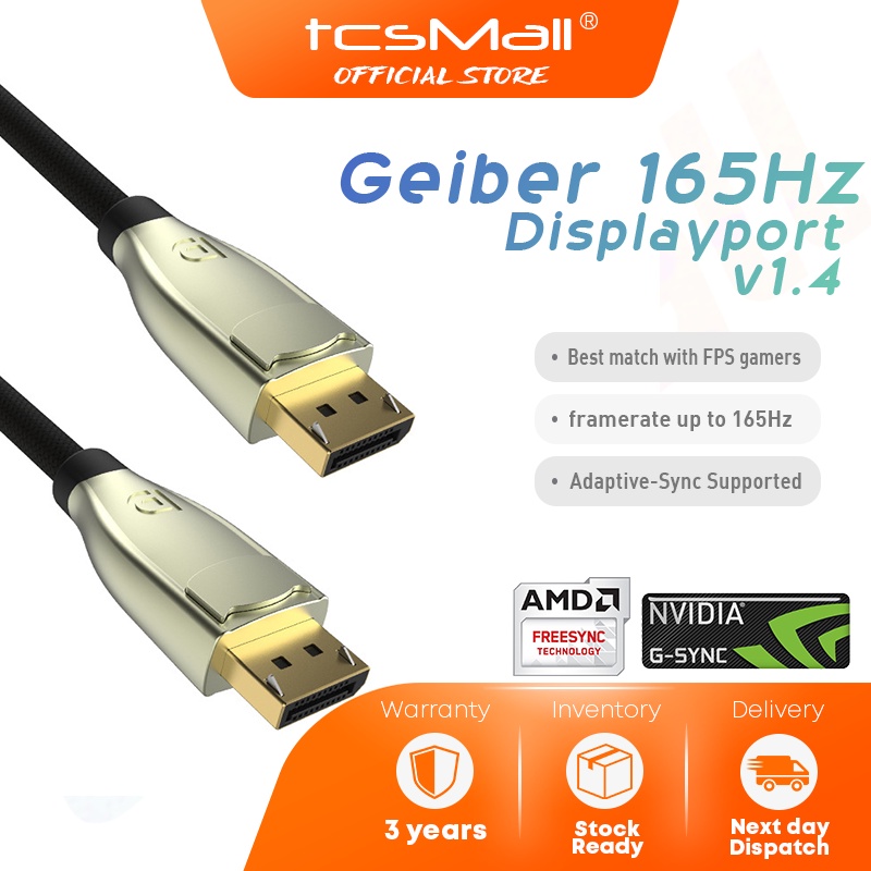 Geiber Display Port V1.4 to DP CABLE Displayport 165Hz 144Hz 120Hz UHD ...