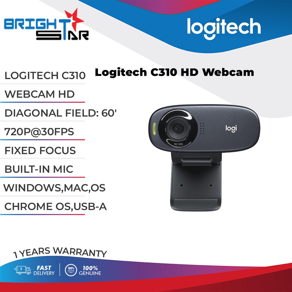 Logitech C310 HD Webcam with 720p Resolution, Built-In Noise Reducing ...