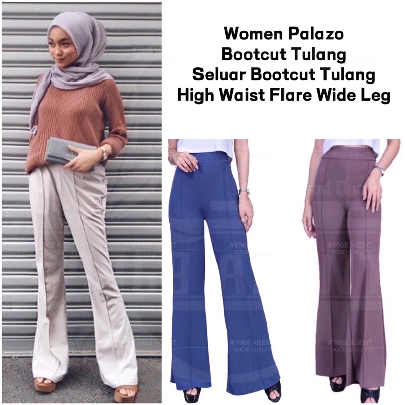Women Palazo Bootcut Tulang Seluar Bootcut Tulang Ready Stock High ...