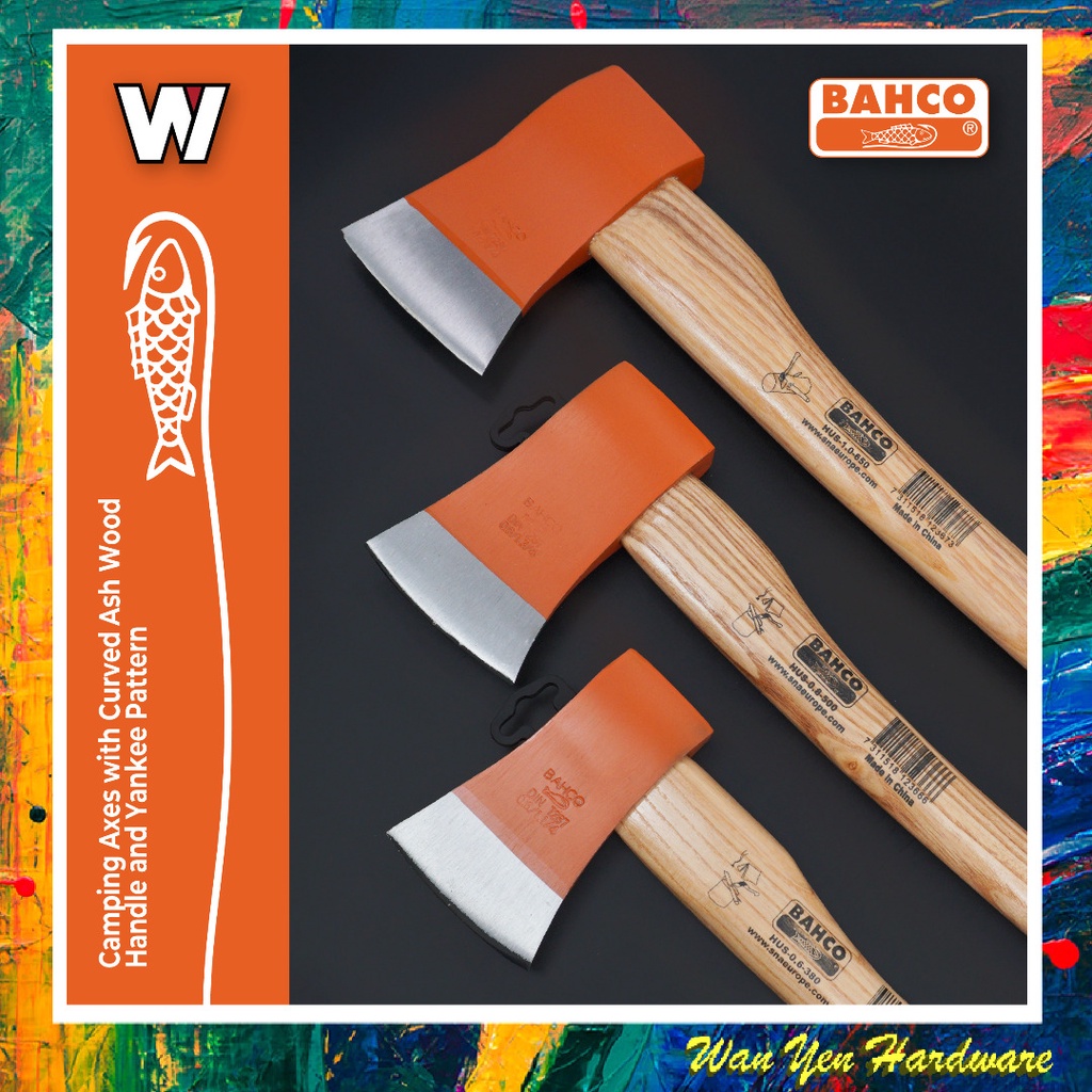 BAHCO Heavy Duty Axe / Kapak - Curved Ash Wood Handle and Yankee ...