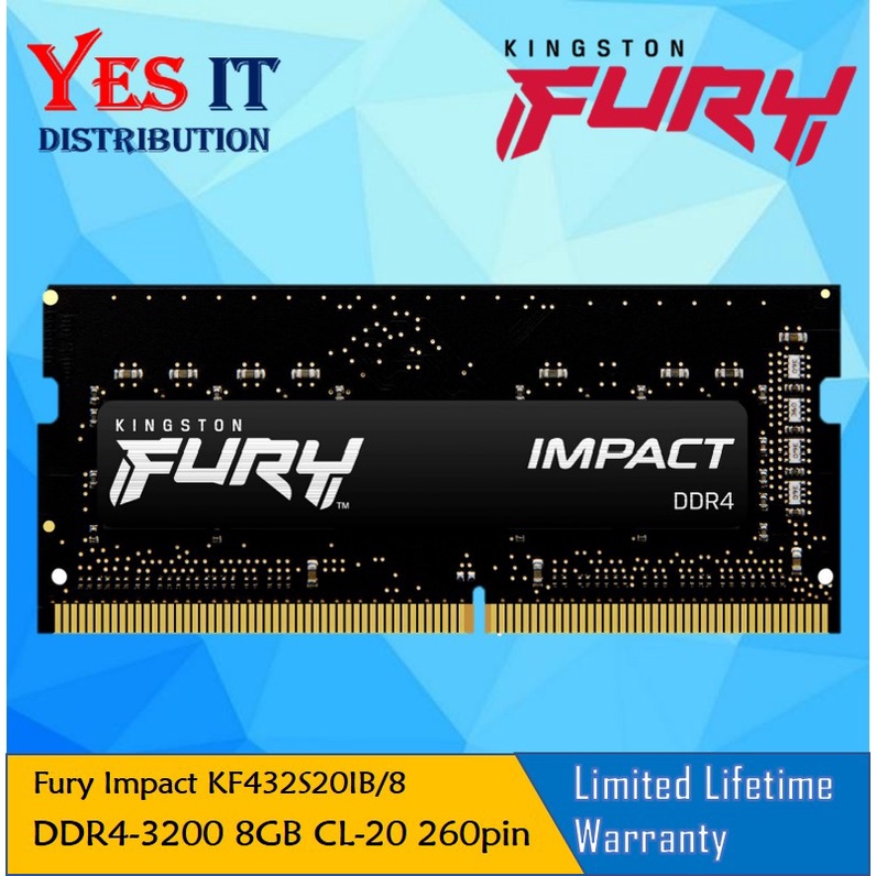 KINGSTON 8GB / 16GB / 32GB FURY Impact DDR4-3200MHZ CL-20 SODIMM RAM(KF432S20IB/8 / KF432S20IB ...
