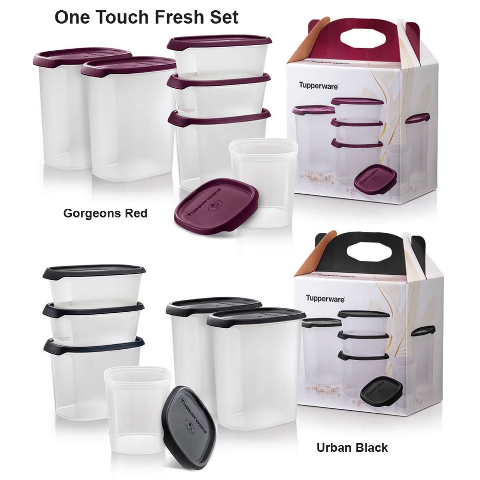 Tupperware One Touch Fresh oval Set (6pcs) with Gift Box / One Touch ...