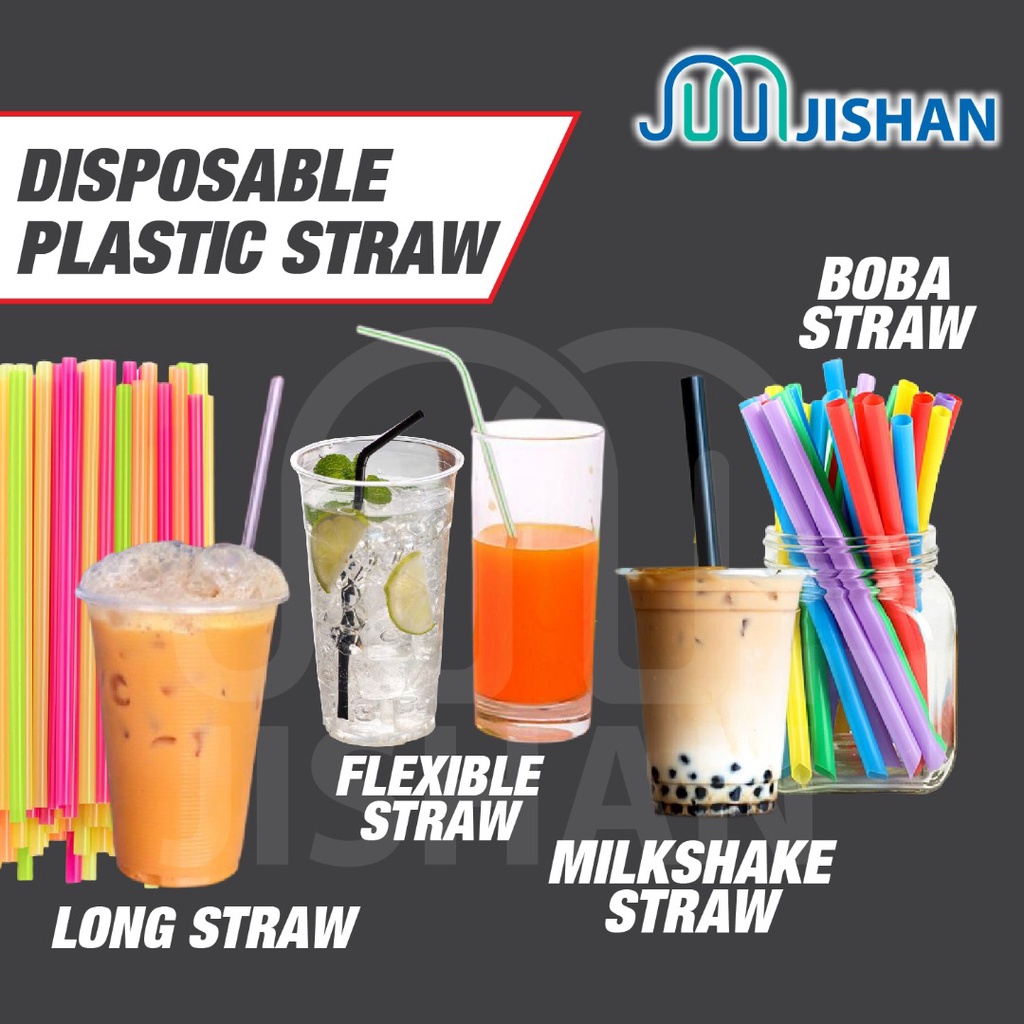 [6mm/11mm] Disposable Plastic Straw / Straight Flexible Babo Milktea ...