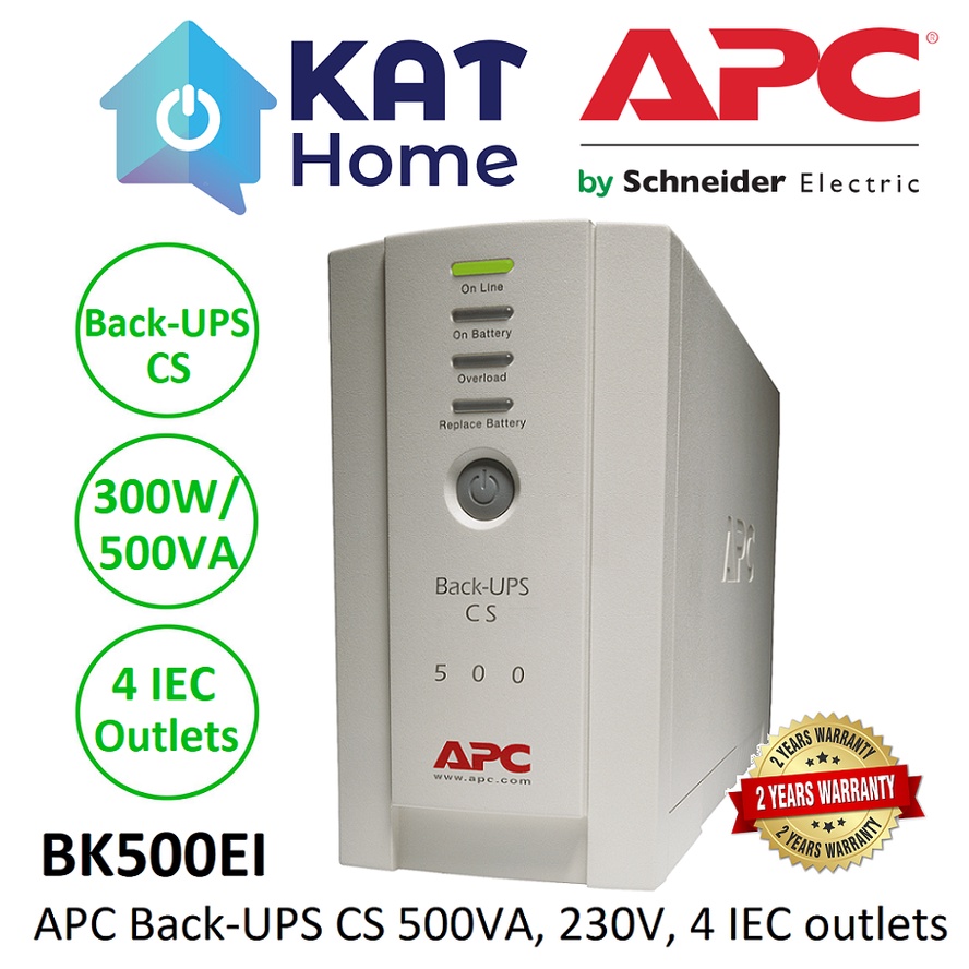 APC UPS BK500EI 500VA, 300W, 230V BACK-UPS CS WITH BATTERY BACKUP, 4 ...