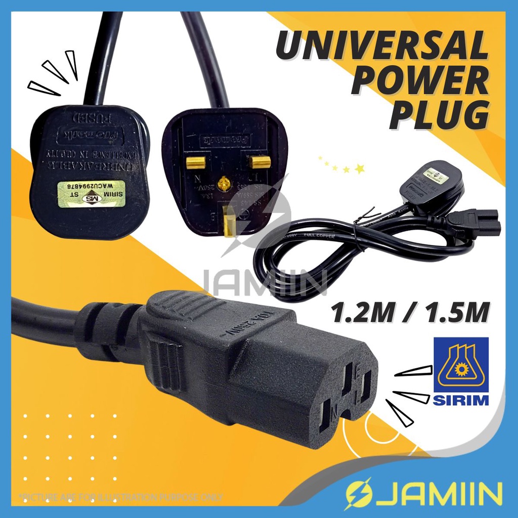 SIRIM Power Cord 3 Pin Plug Power Supply Cable Malaysia Plug 13A Fuse ...