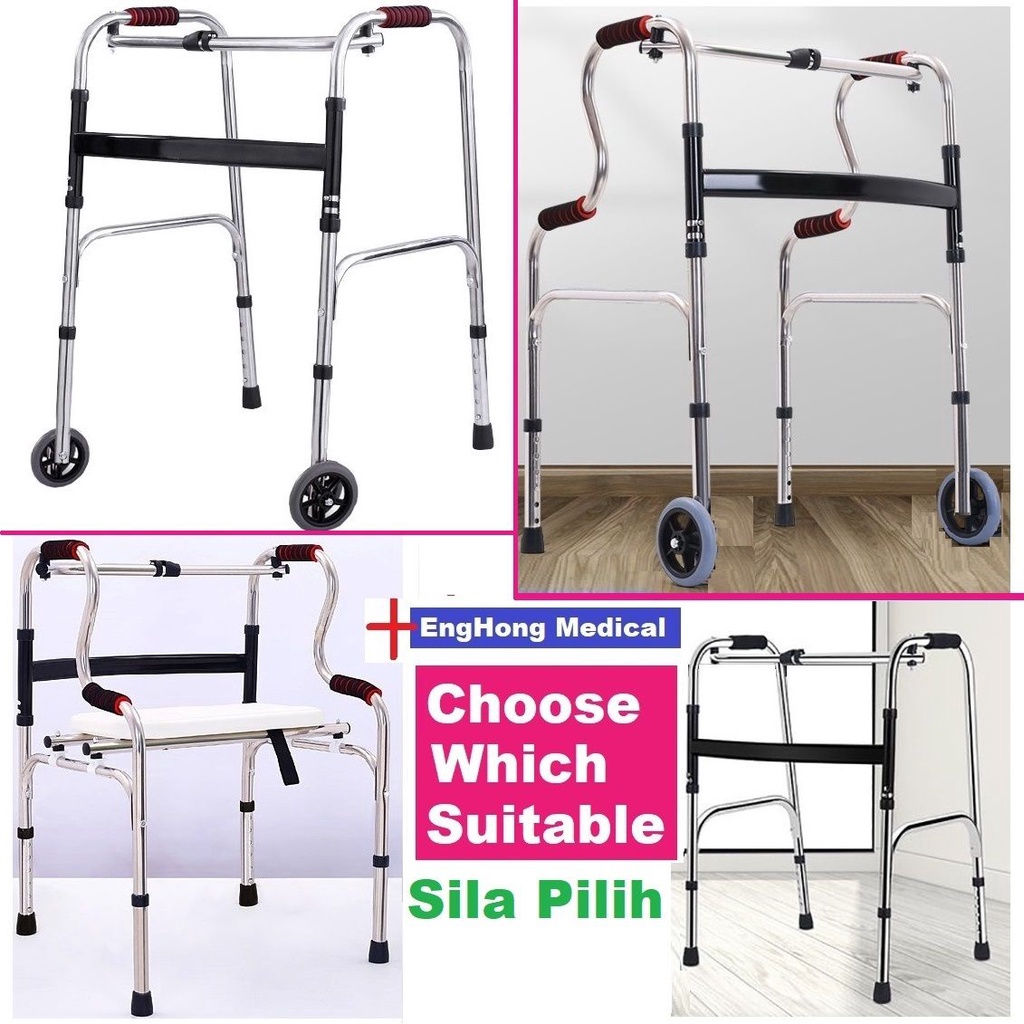 Alat Bantu Berjalan, Walking Aid with Roda, 4 legs Walking Aid, Fully ...
