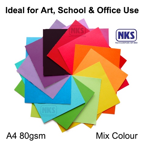 COLOUR PAPER A4 SIZE 80 GSSM MIX COLOUR (40'S-48'S) | Shopee Malaysia