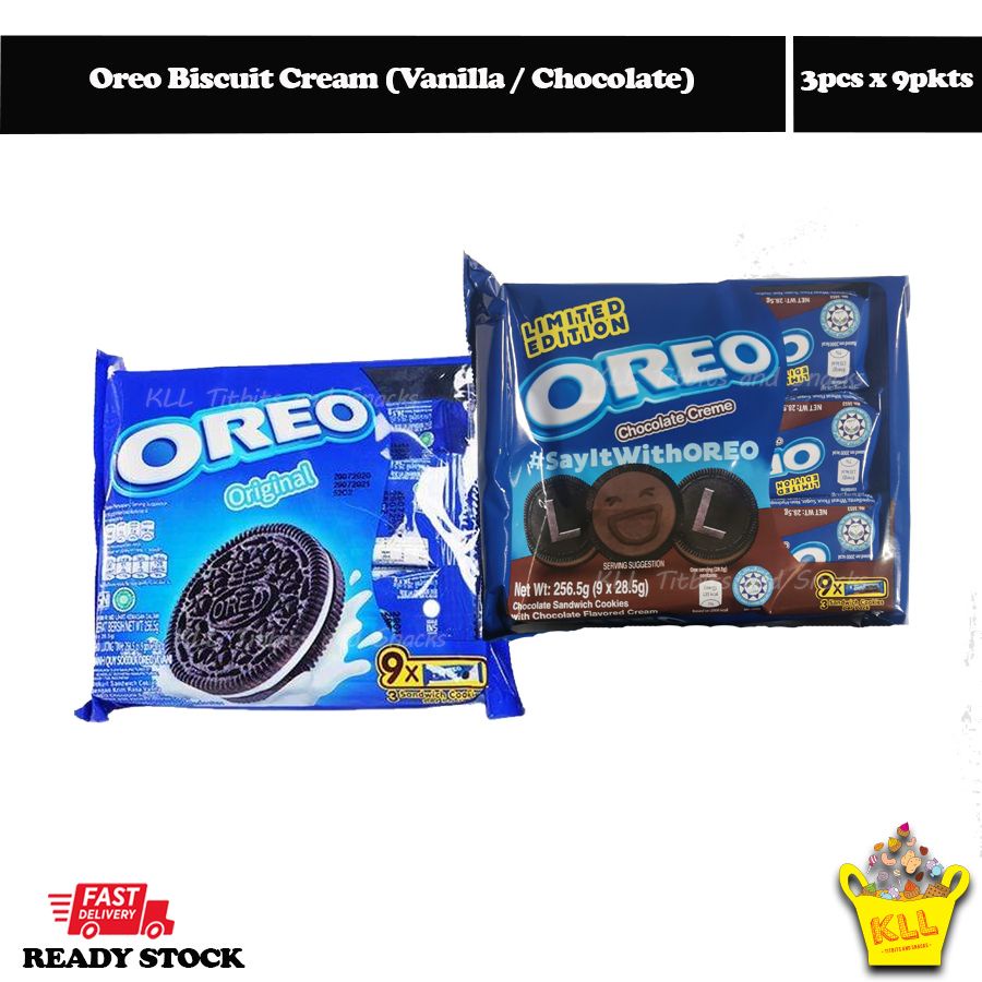 Oreo Biscuit Cream (Vanila / Chocolate) 3pcs x 9pkts 256.5g - (2 ...