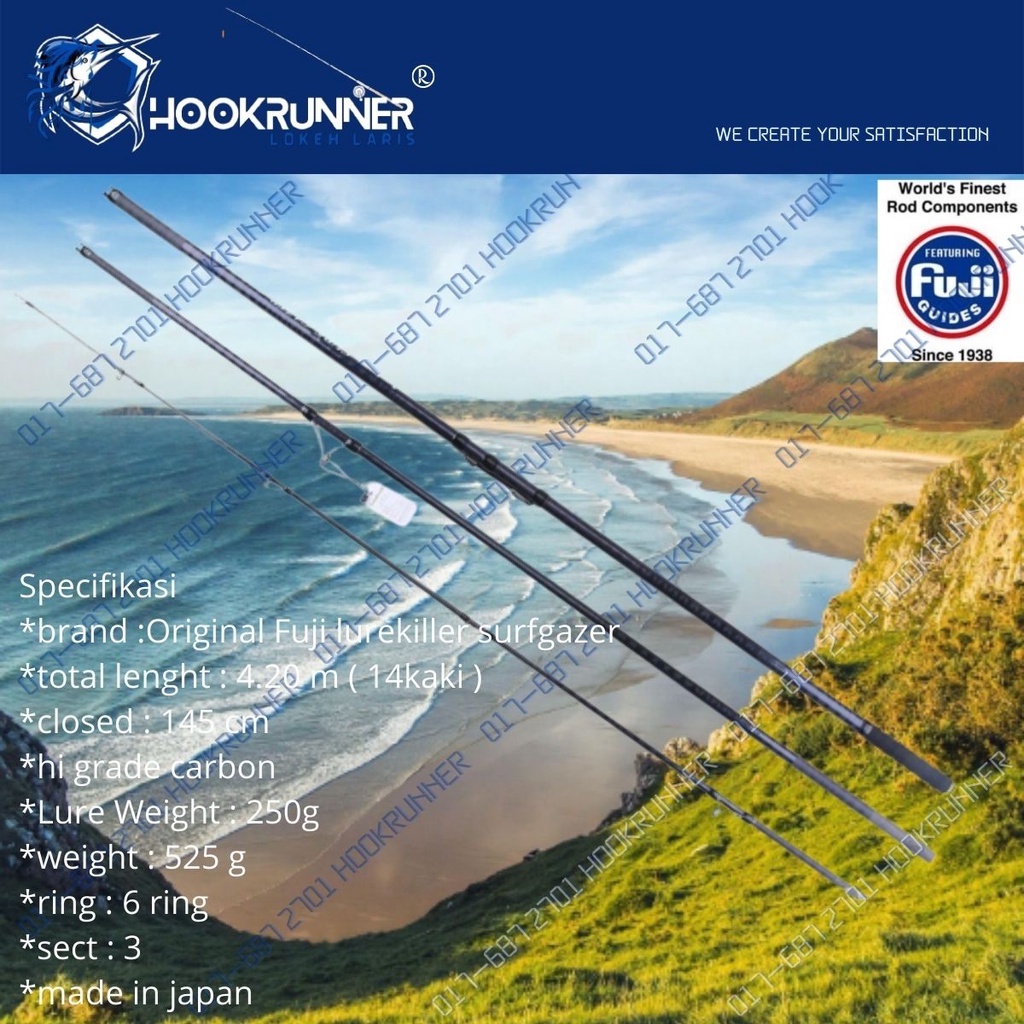 pancing 14 kaki / rod pantai Original Fuji lurekiller surfgazer made in ...