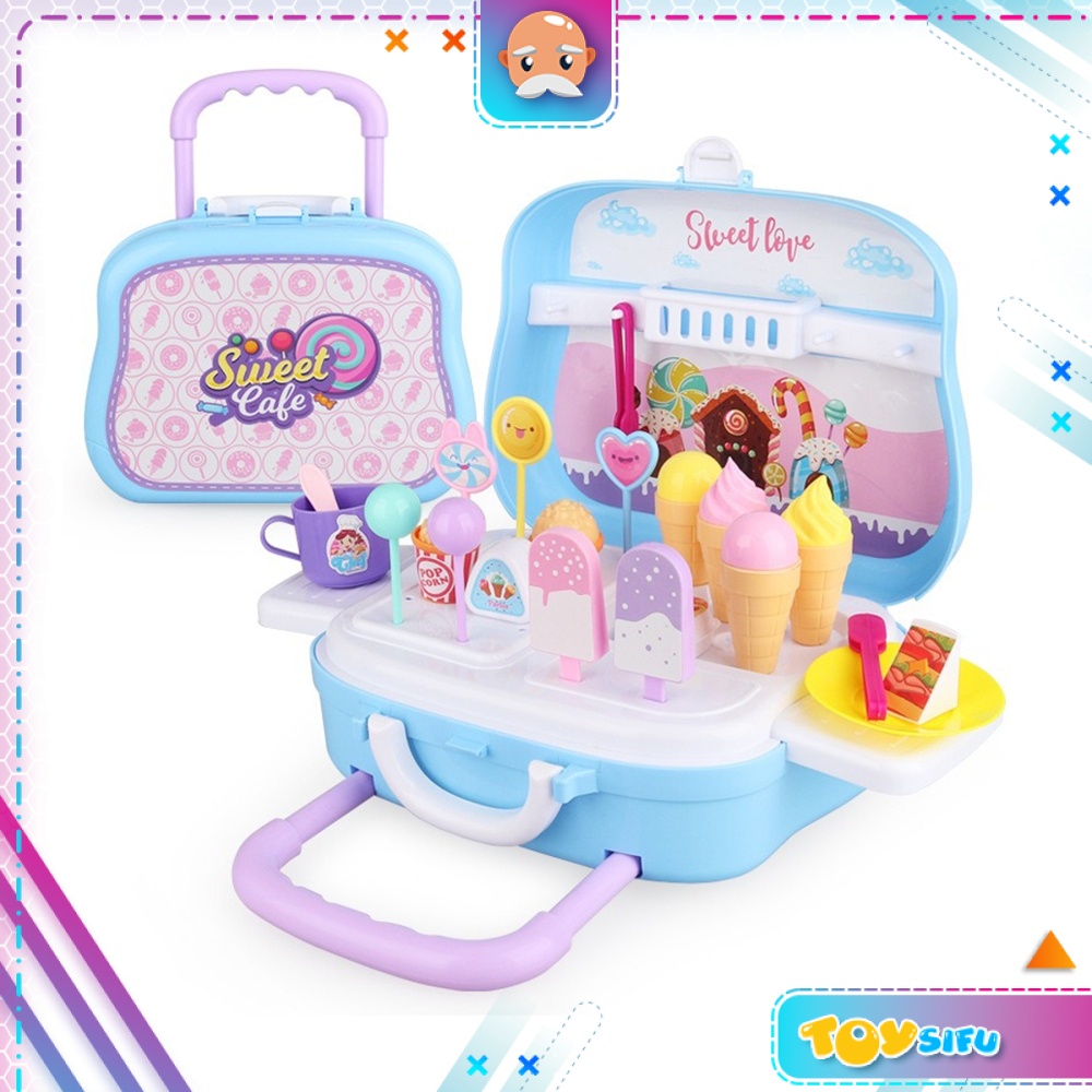 [2 IN1] Candy Dessert Suitcase Pretend Play Ice Cream Lolipop Standee ...