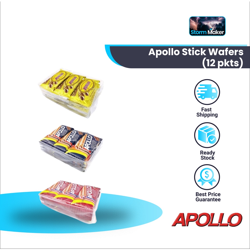 APOLLO STICK WAFERS 12PKTS Biskut Childhood Snack Coklat Makanan Ringan ...