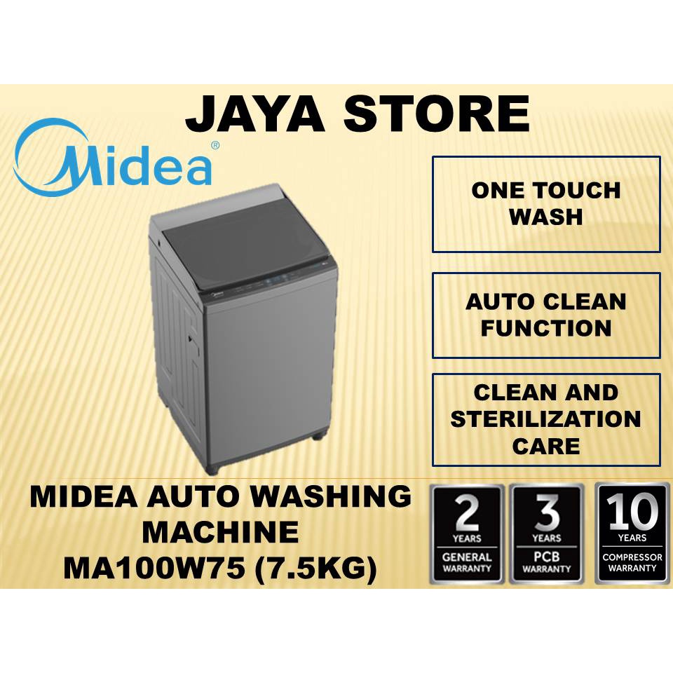 Midea 7.5Kg Fully Auto Washing Machine MA100W75 | Shopee Malaysia
