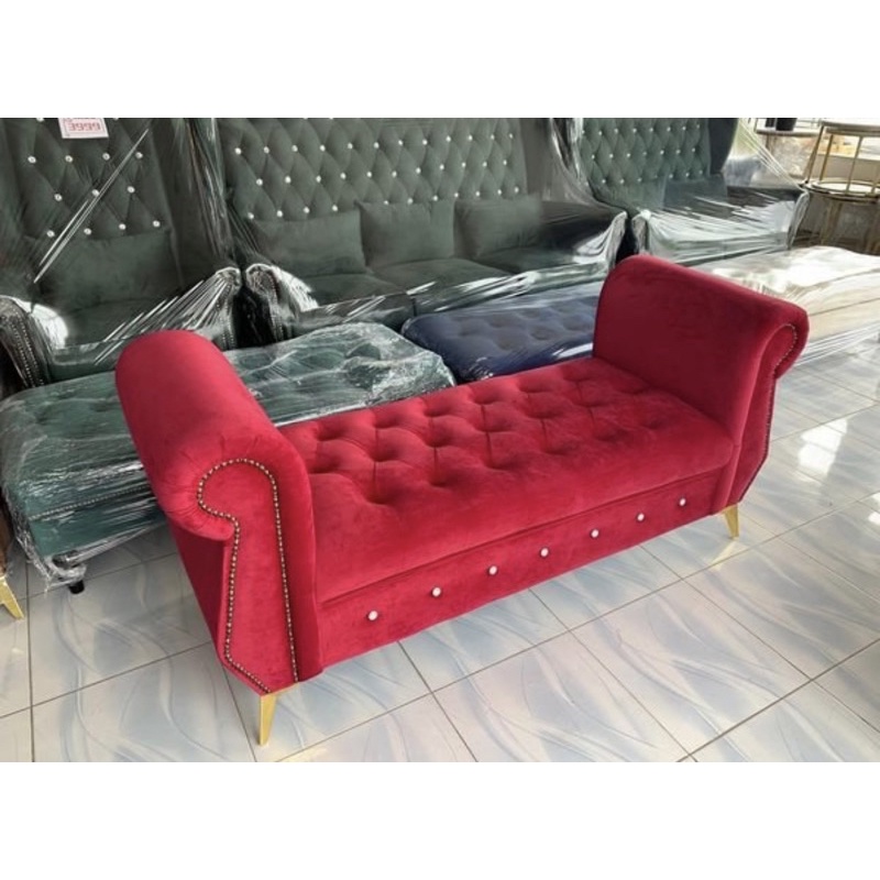 BENCH CHESTERFIELD STOOL (premium velvet) | Shopee Malaysia