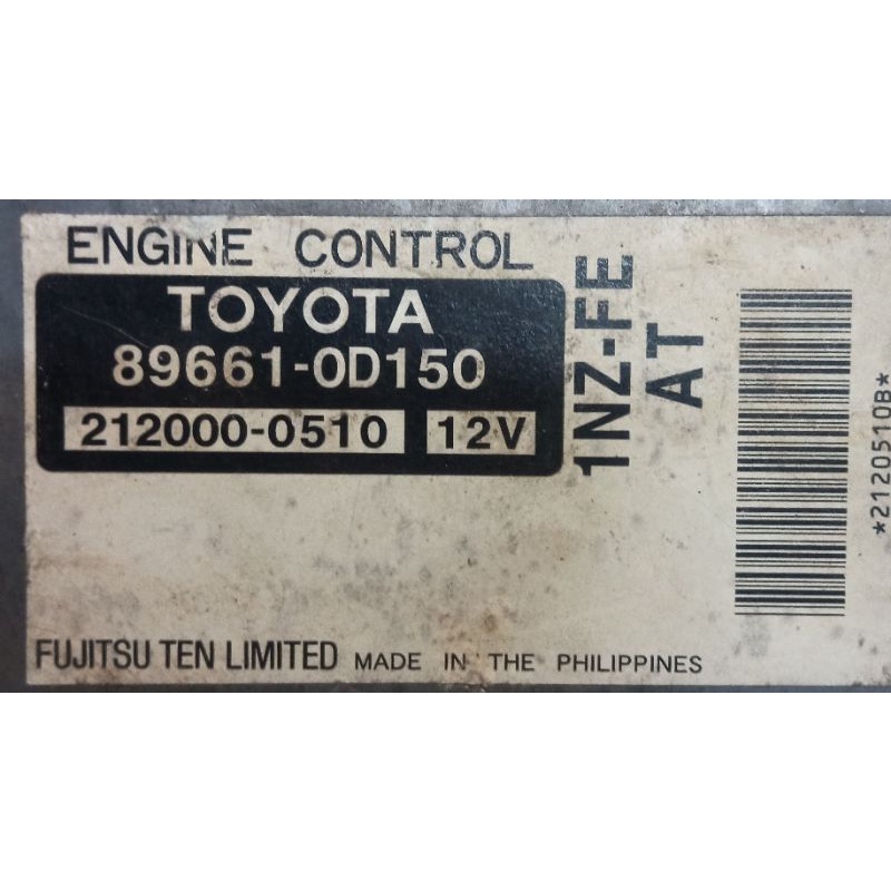 ( HALFCUT ) TOYOTA VIOS AUTO NCP42 ENGINE CONTROL UNIT 1NZ-FE ECU 89661 ...