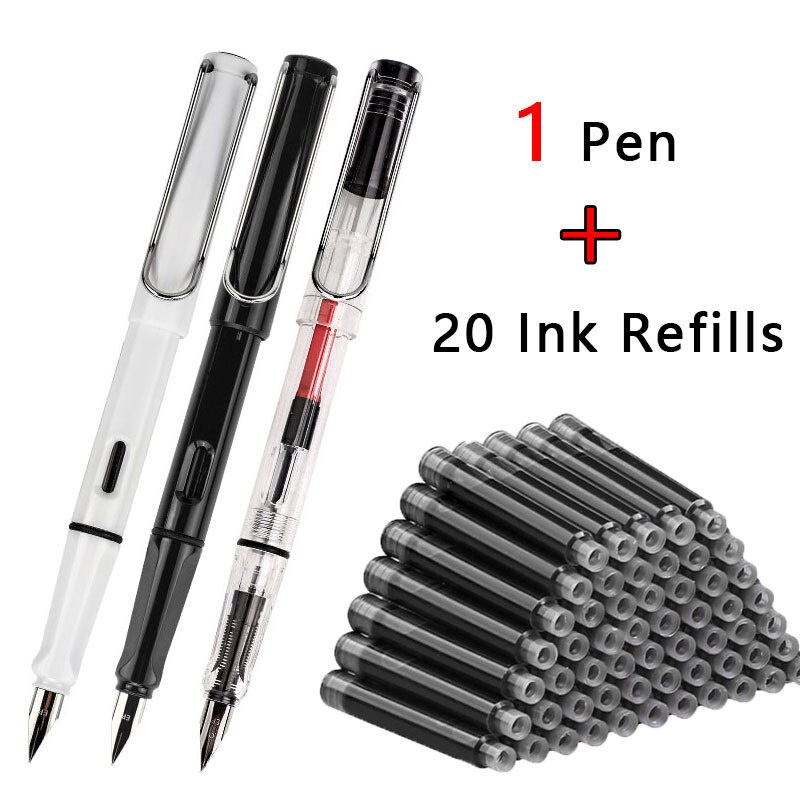 1+20 Pcs/Set Fountain Pen Set 0.38mm EF Nib Kawaii Replacable Ink ...