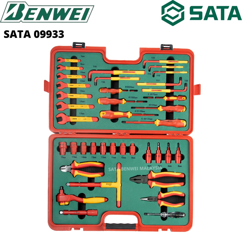 (ND) SATA 09933 39PCS ELECTRICAL AUTOMOTIVE TOOL SET / INSULATED 1000V ...