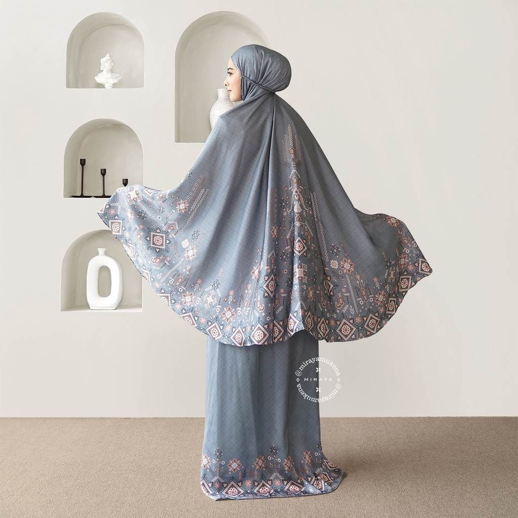 Miraya Folk Denim Printing Travel Prayer Robe | Shopee Malaysia