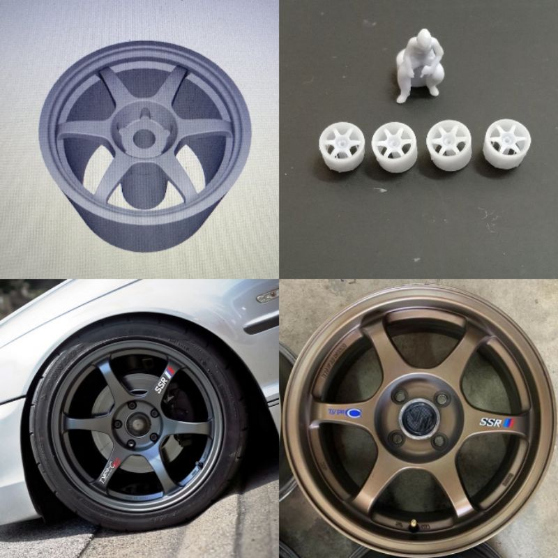1/64 Resin JDM Rim SSR type C for rubber wheels hotwheels racing rim ...