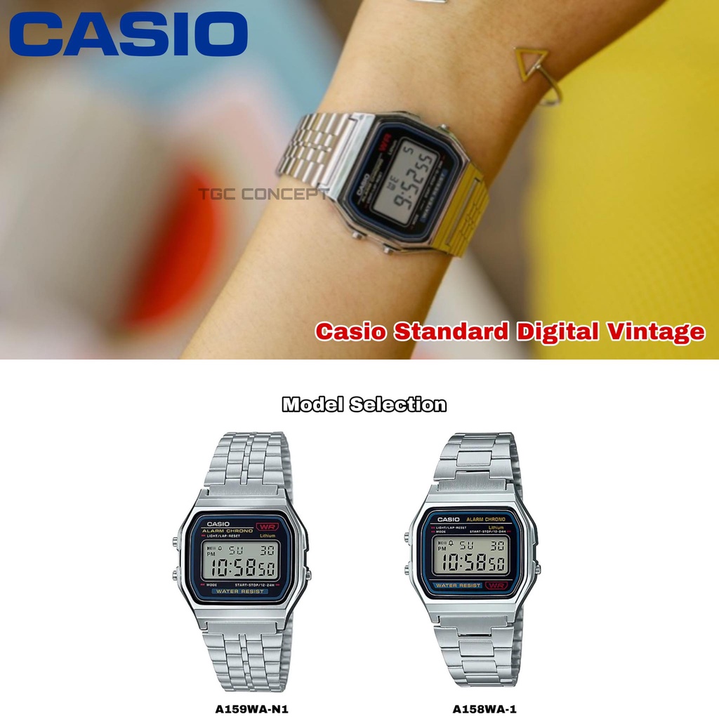 Original Casio A159WA-N1 A158WA-1 Standard Digital Men Women Watch 1 ...