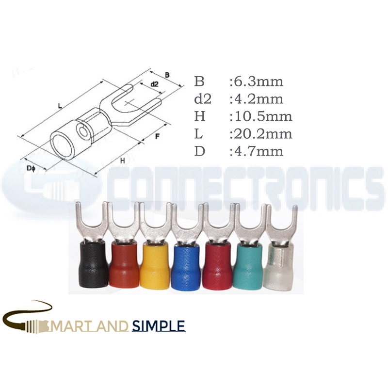 Fork / Spade Tongue Terminal, Fork Terminals for Wire Lug Terminal 16 ...