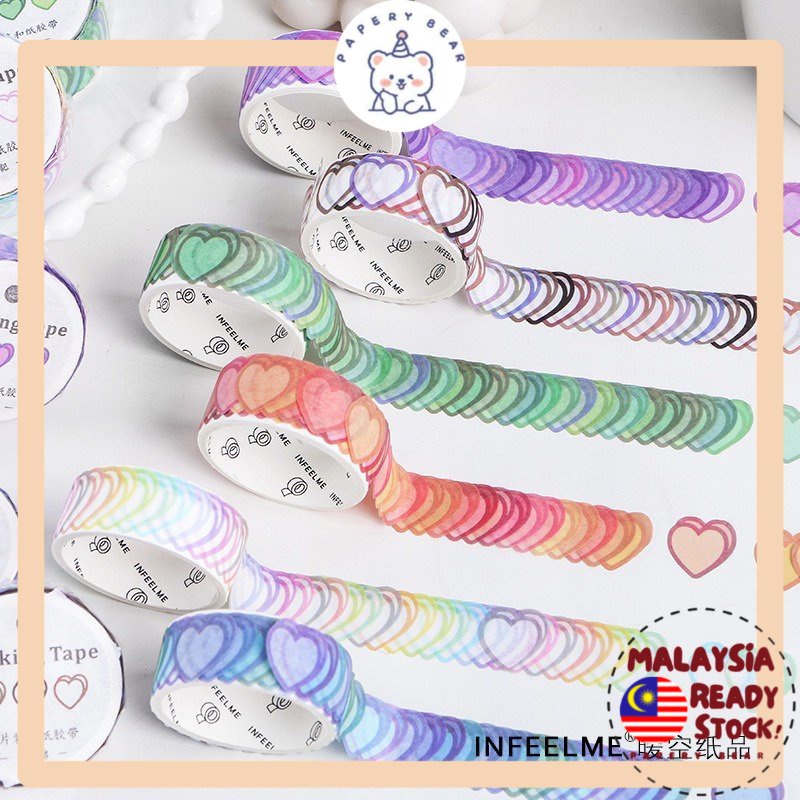100pcs Heart Sticker Love Shape Washi Sticker Roll Tape Aesthetic ...