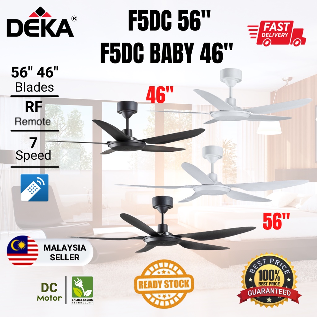 (New Model) DEKA Ceiling Fan F5DC F5DCL 56" 46" DC Motor 14 Speed With ...