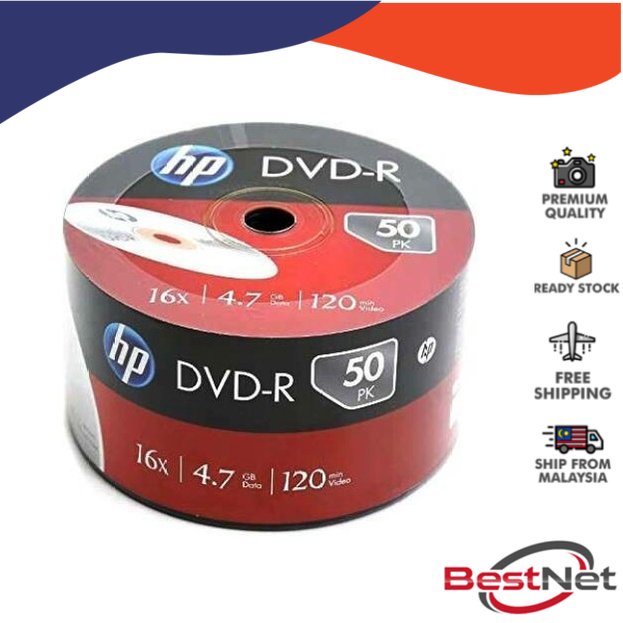 DVD-R 16x/4.7GB/120Min HP (50pcs) | Shopee Malaysia