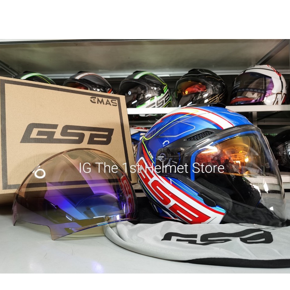 Original GSB G-263 Blue Open Face Helmet | Shopee Malaysia