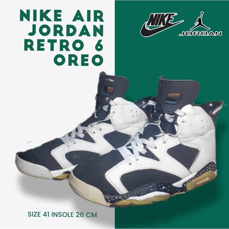 Nike Air Jordan Retro 6 Oreo Black White Perfect Kick Original | Shopee ...