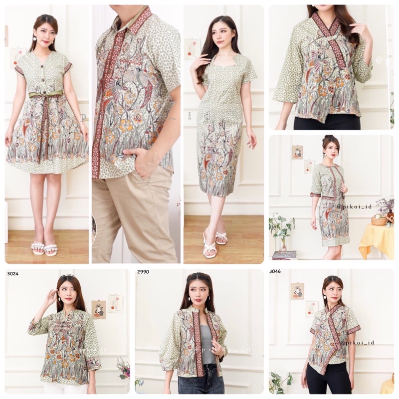 KEMEJA Couple batik sage green Couple/batik Uniform/Women's batik dress ...