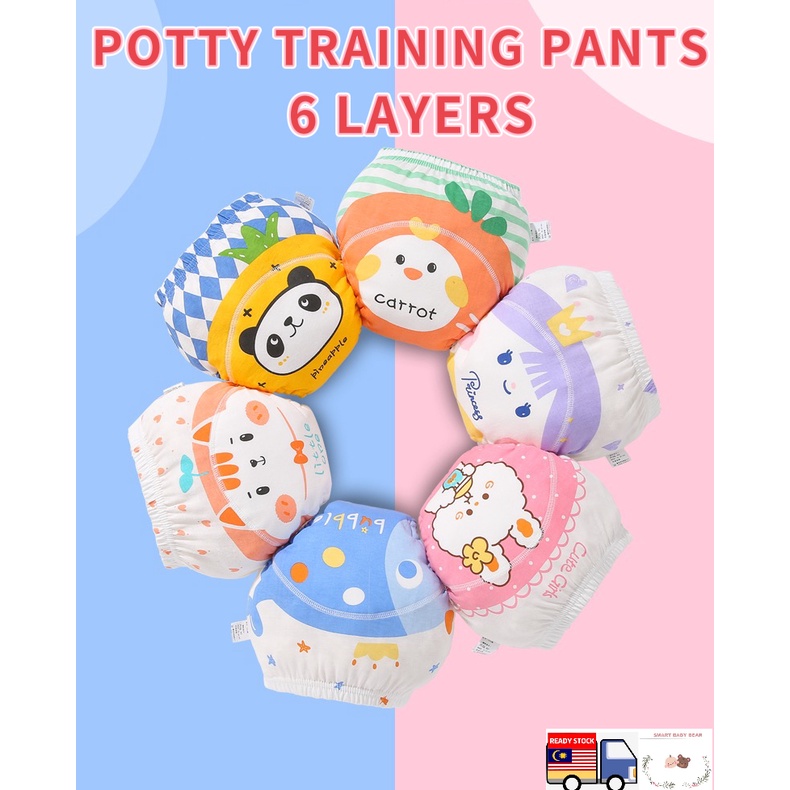 Kids Potty Training Pants 6 Layers Baby Underwear Toilet Cloth Diaper ...