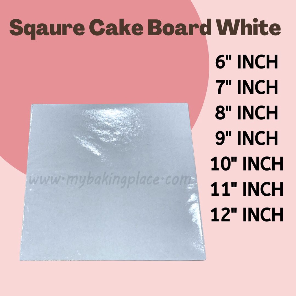 Square Cake Board White Board Papan Kek White Cake Board Cake Board ...