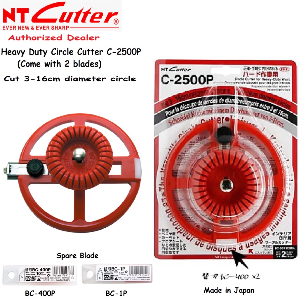 NT Cutter Circle Cutter C-2500P (Heavy Duty) Cutter Bulat Made in Japan ...