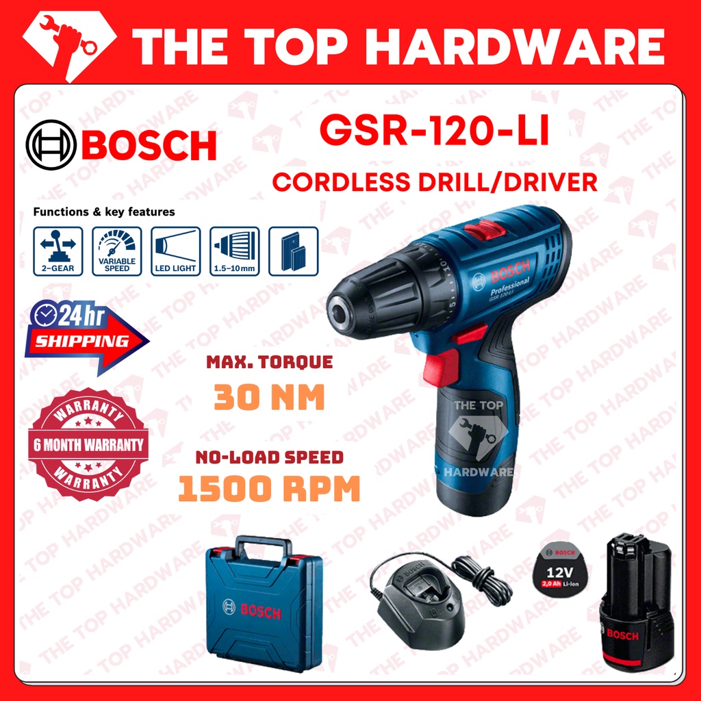 *READY STOCK* BOSCH GSR120-LI GEN2 CORDLESS SCREWDRIVER DRILL | Shopee ...