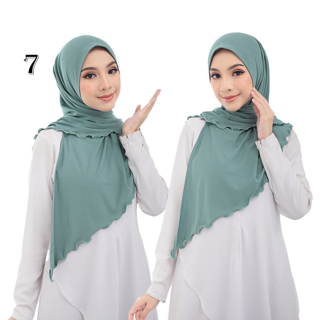 Tudung Bawal Lazy Ruffle | Instant Hijab Moss crepe | Premium Quality ...