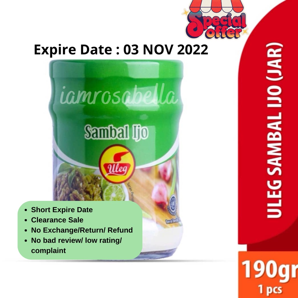 Ready to Eat ULEG 𝐒𝐚𝐦𝐛𝐚𝐥 𝐈𝐣𝐨 𝐇𝐢𝐣𝐚𝐮 Jar Bottle190g Clearance Sale Sedia ...