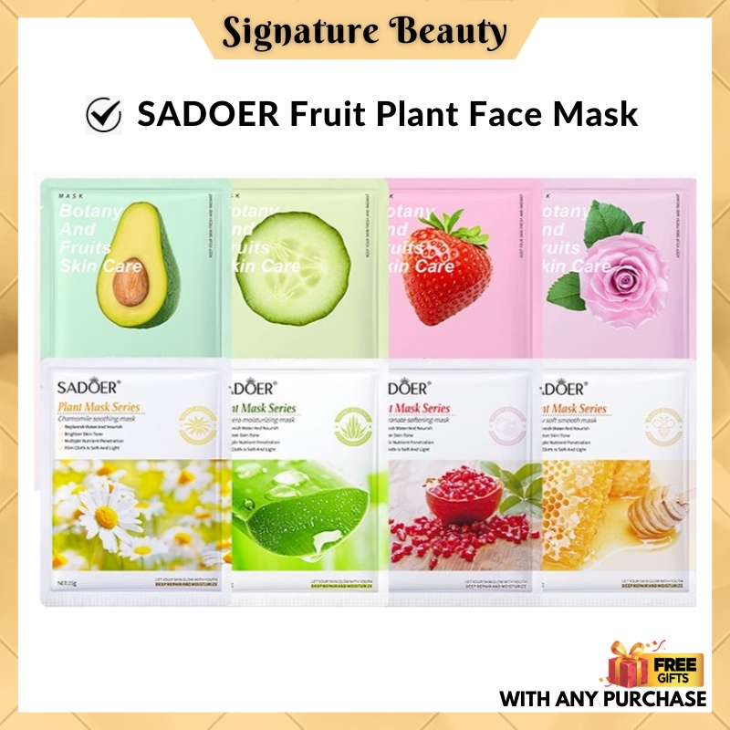 SADOER Fruit Plant Extract Moisturizing Hydrating Facial Face Mask 25g Masker Muka Murah ...