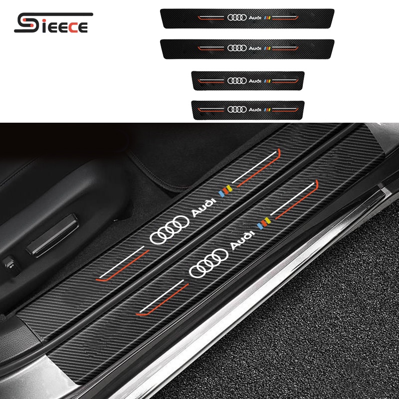 Sieece 4PCS Car Door Sill Protector Auto Carbon Fiber Threshold Strips ...