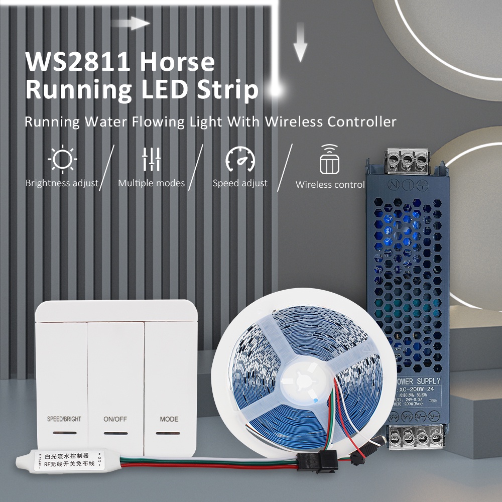 10M WS2811 Horse Race LED Strip 2835 120Led/m DC 24V Running Water ...